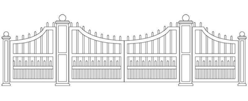 Cedar Custom Driveway Gate with Staggered Concave Design - Dual Swing ...